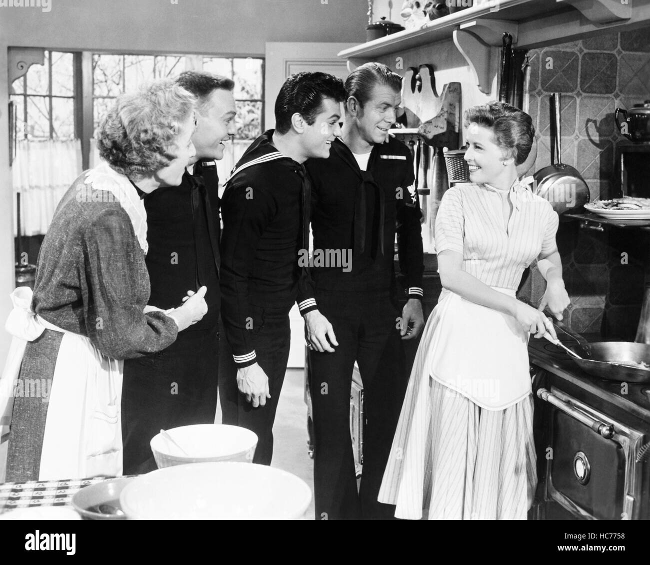 SO THIS IS PARIS, from left, Ann Codee, Paul Gilbert, Tony Curtis, Gene ...