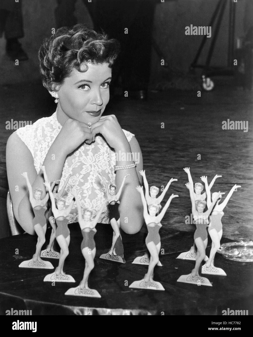 SO THIS IS PARIS, Gloria DeHaven, admiring cardboard cut-outs of ...