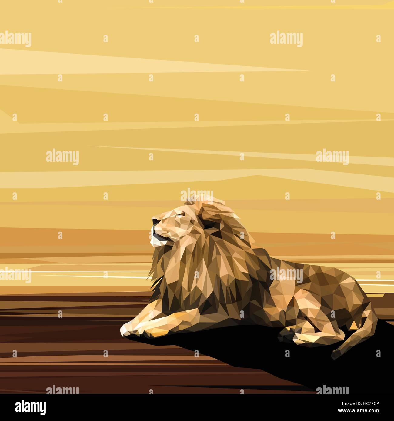 Lion on sun low poly design. Triangle vector illustration Stock Vector ...