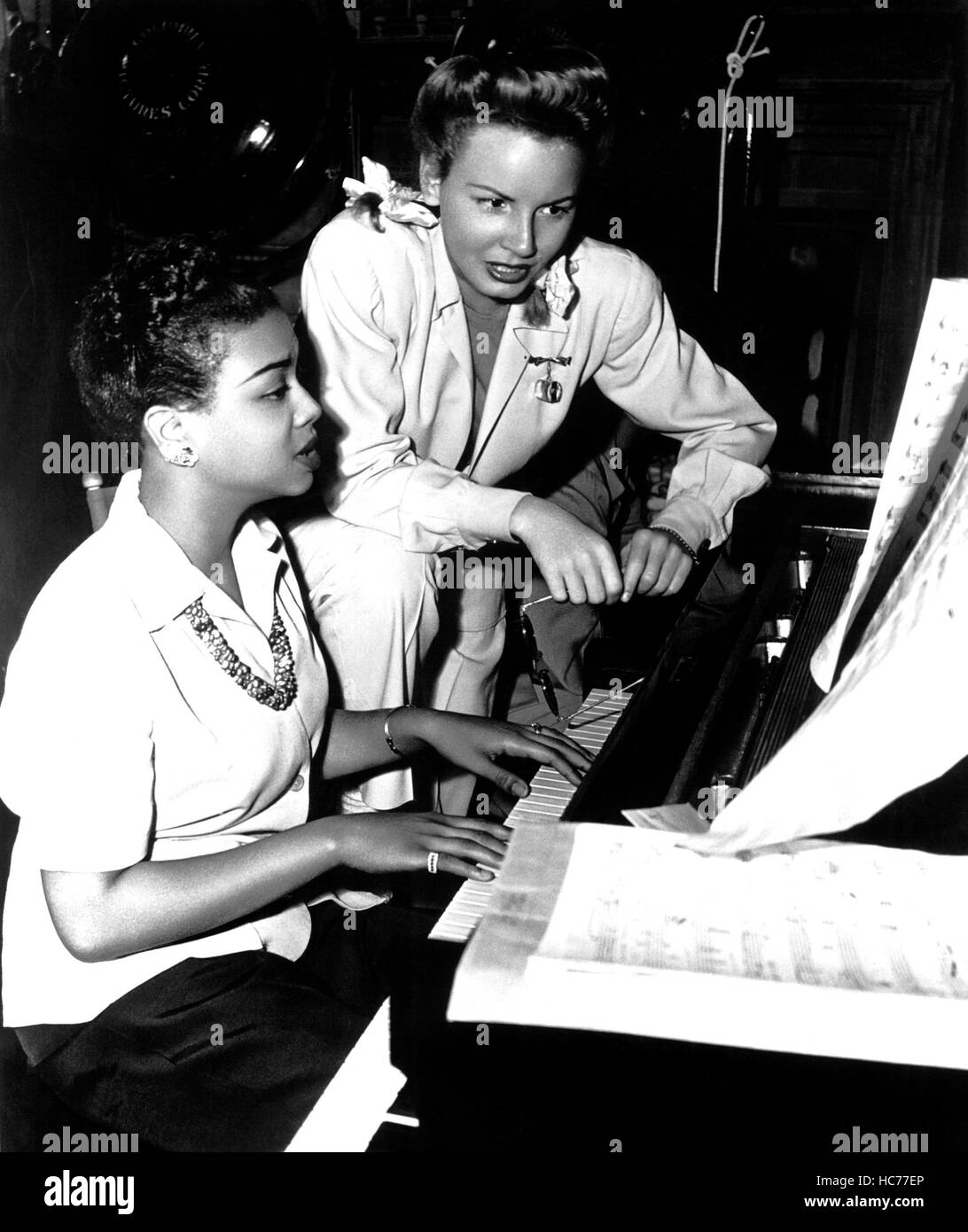 SOMETHING TO SHOUT ABOUT, Hazel Scott, Janet Blair on set, 1943 Stock ...