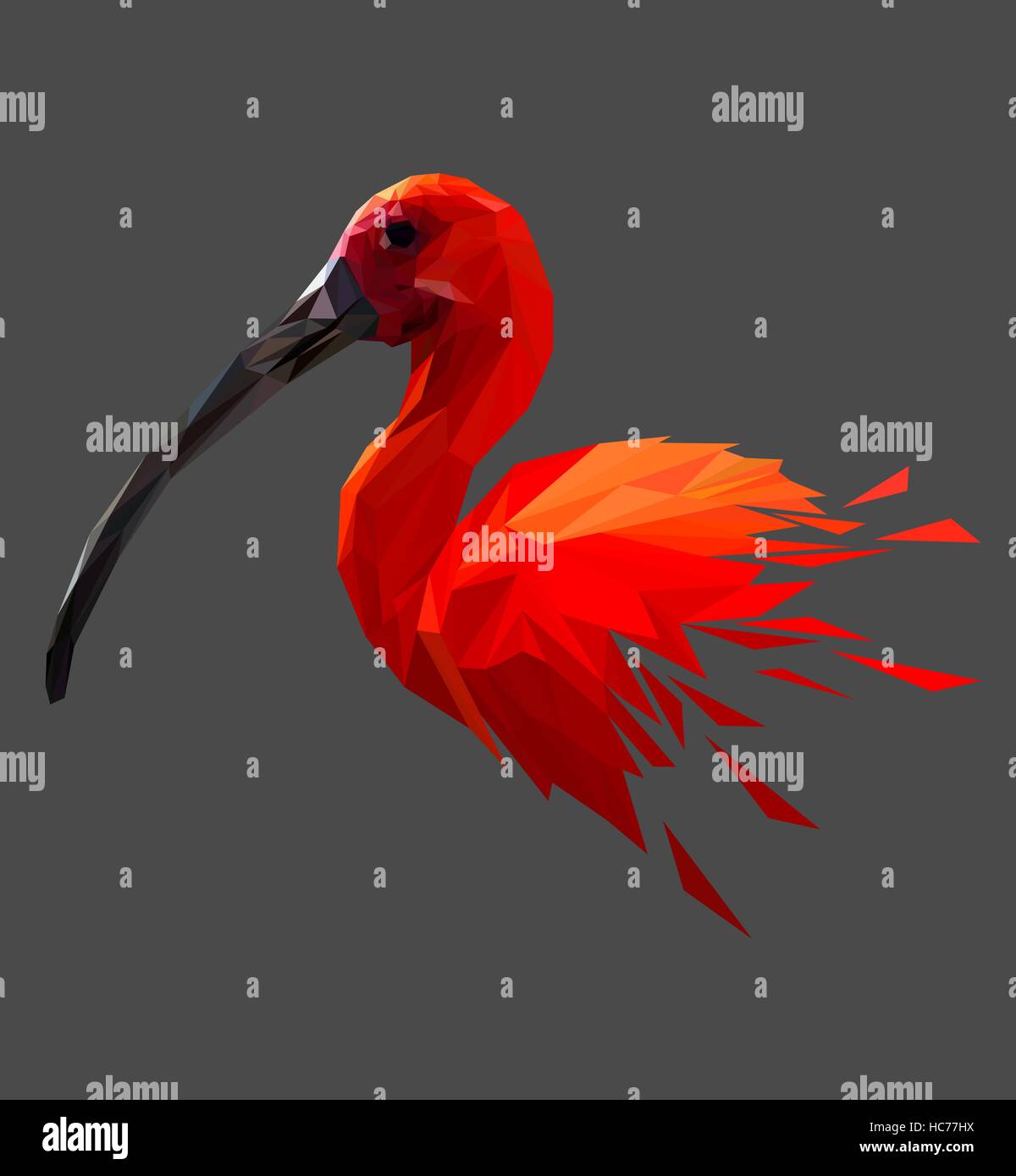 Red bird low poly design. Triangle vector illustration Stock Vector ...