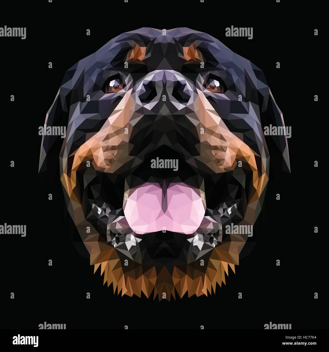 Rottweiler dog low poly design. Triangle vector illustration Stock ...