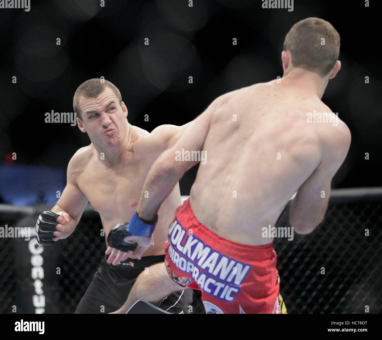 UFC fighter Paul Kelly, left, fights Jacob Volkmann at UFC-Live: Jones ...