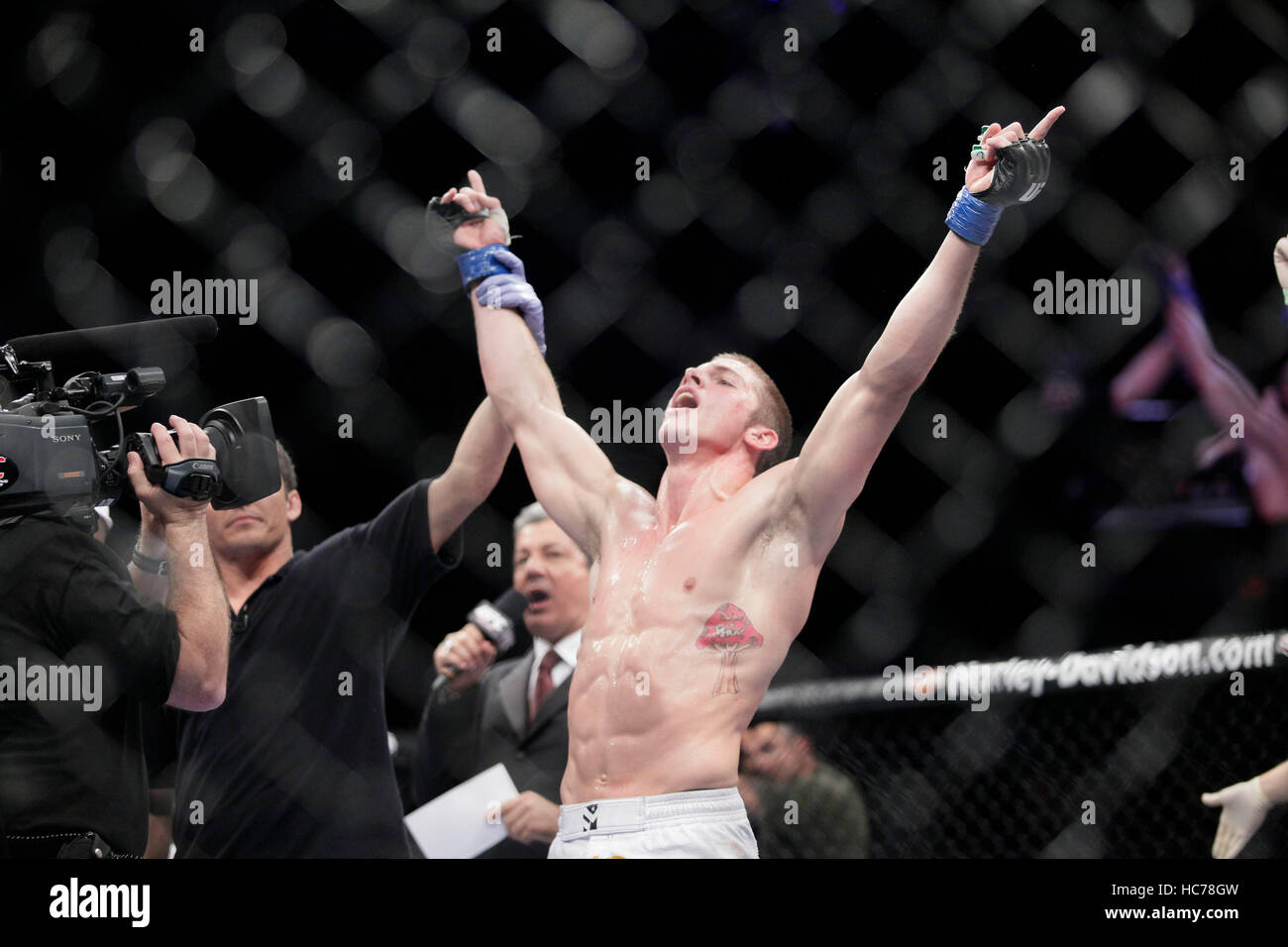 UFC fighter Matthew Riddle celebrates his victory over DaMarques ...