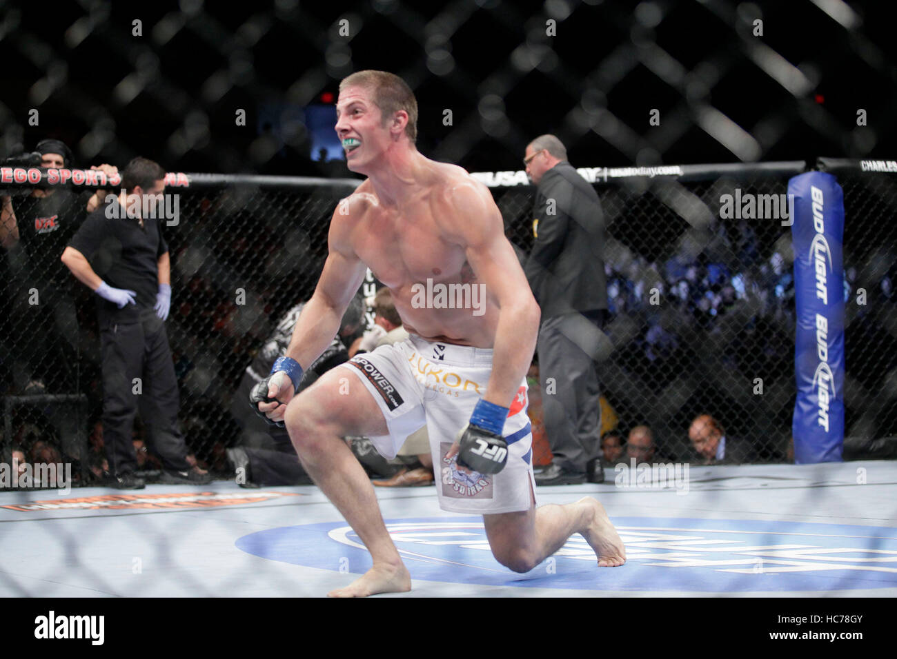 UFC fighter Matthew Riddle celebrates his victory over DaMarques ...