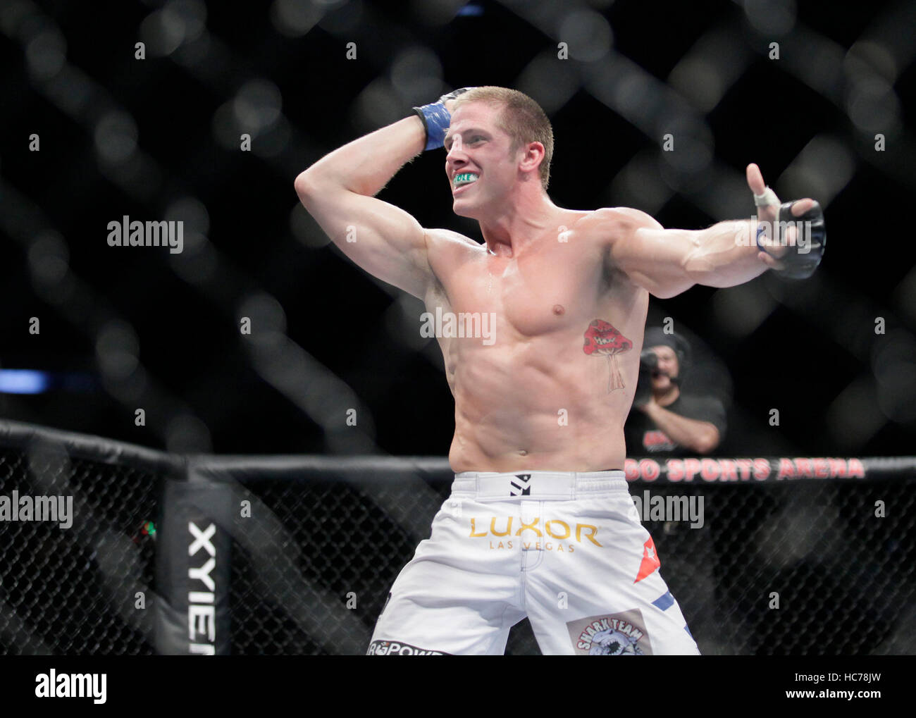 UFC fighter Matthew Riddle celebrates his victory over DaMarques ...
