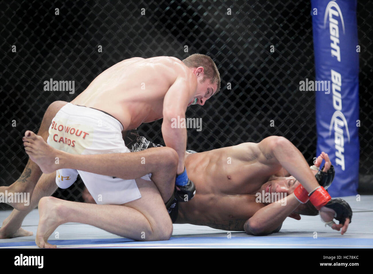 UFC fighter Matthew Riddle, top, fights, DaMarques Johnson at UFC-Live ...