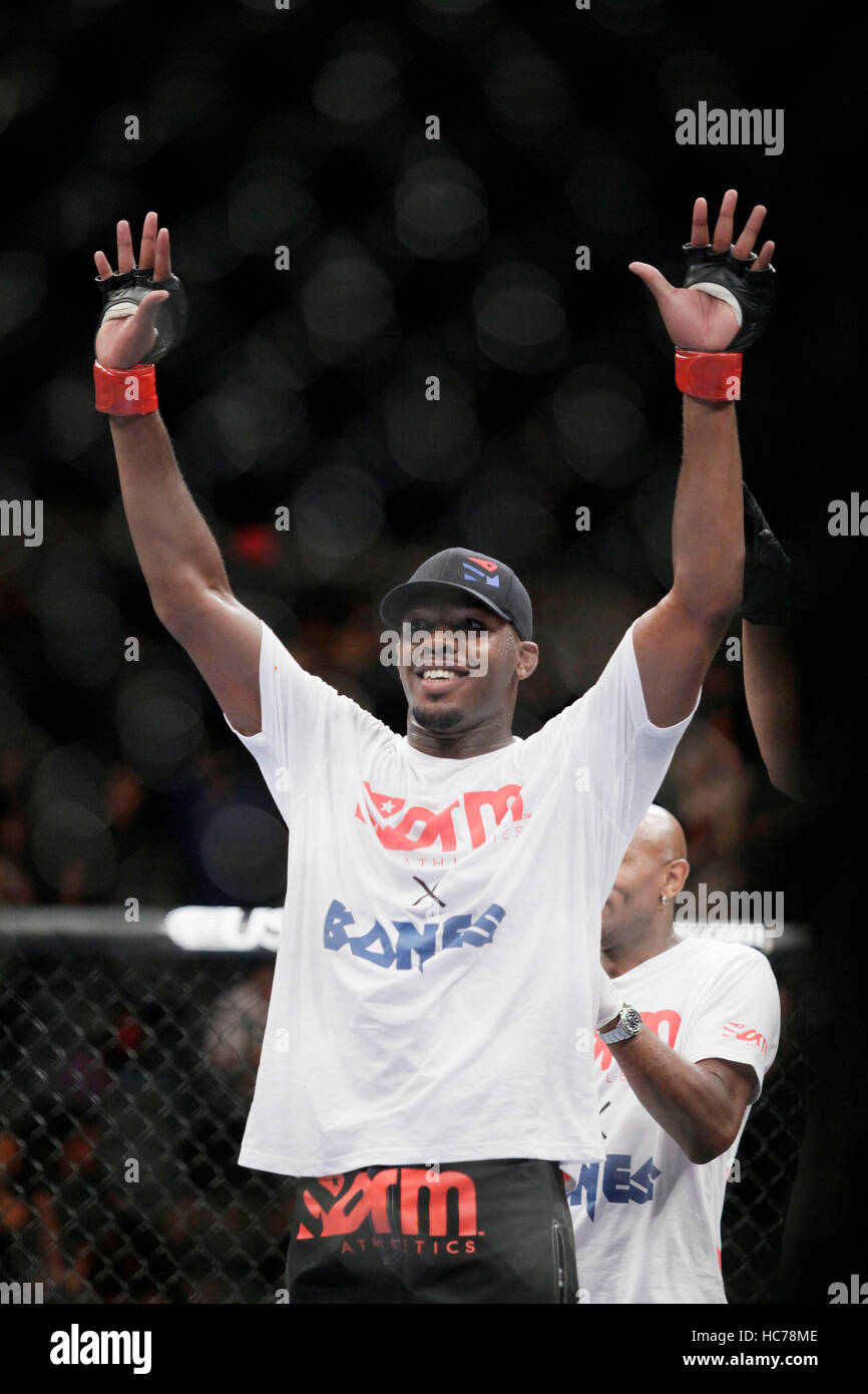 UFC fighter Jon Jones celebrates his victory over Vladimir Matyushenko ...