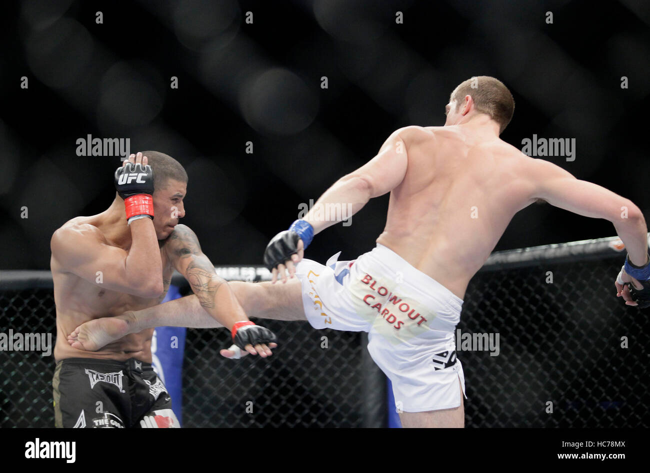 UFC fighter DaMarques Johnson, left, fights Matthew Riddle at UFC-Live ...