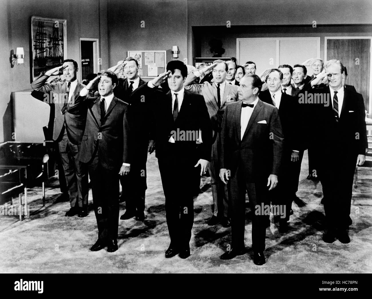 SPEEDWAY, front from left: Bill Bixby, Elvis Presley, Gale Gordon, 1968 ...