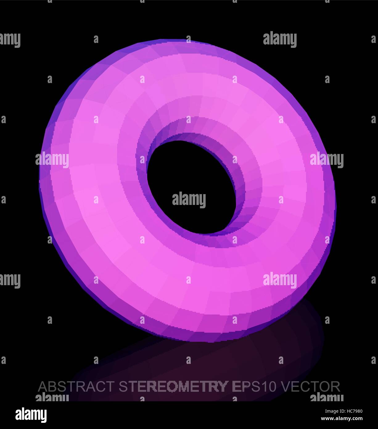 Abstract geometry: low poly Pink Torus. 3D polygonal object, EPS 10 ...