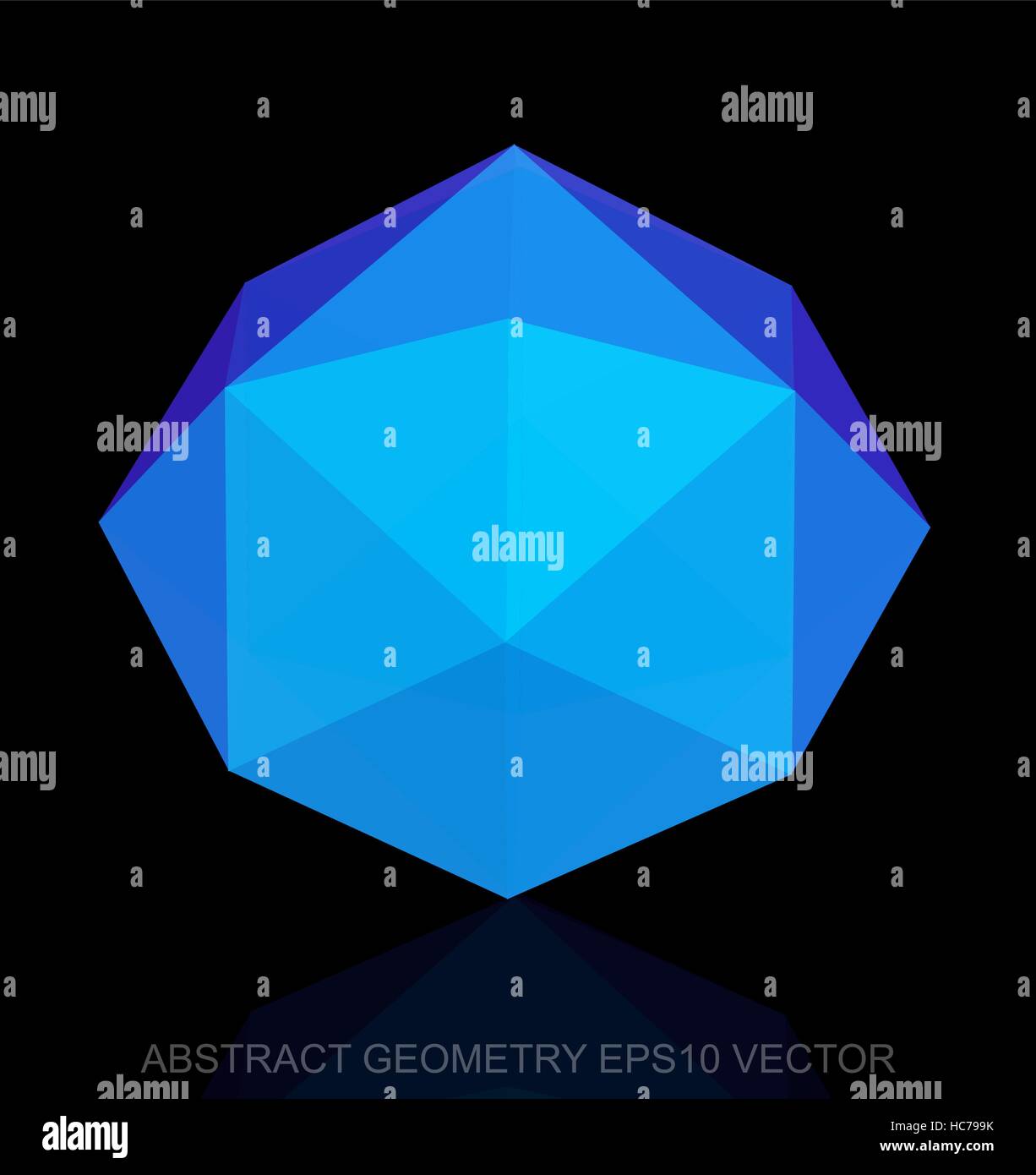 Abstract geometry: low poly Blue Octahedron. 3D polygonal object, EPS ...