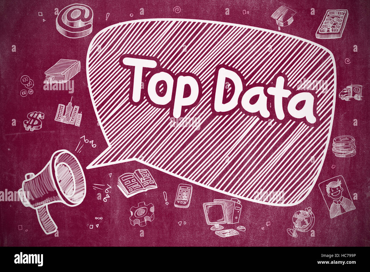 Top Data - Doodle Illustration on Red Chalkboard Stock Photo - Alamy
