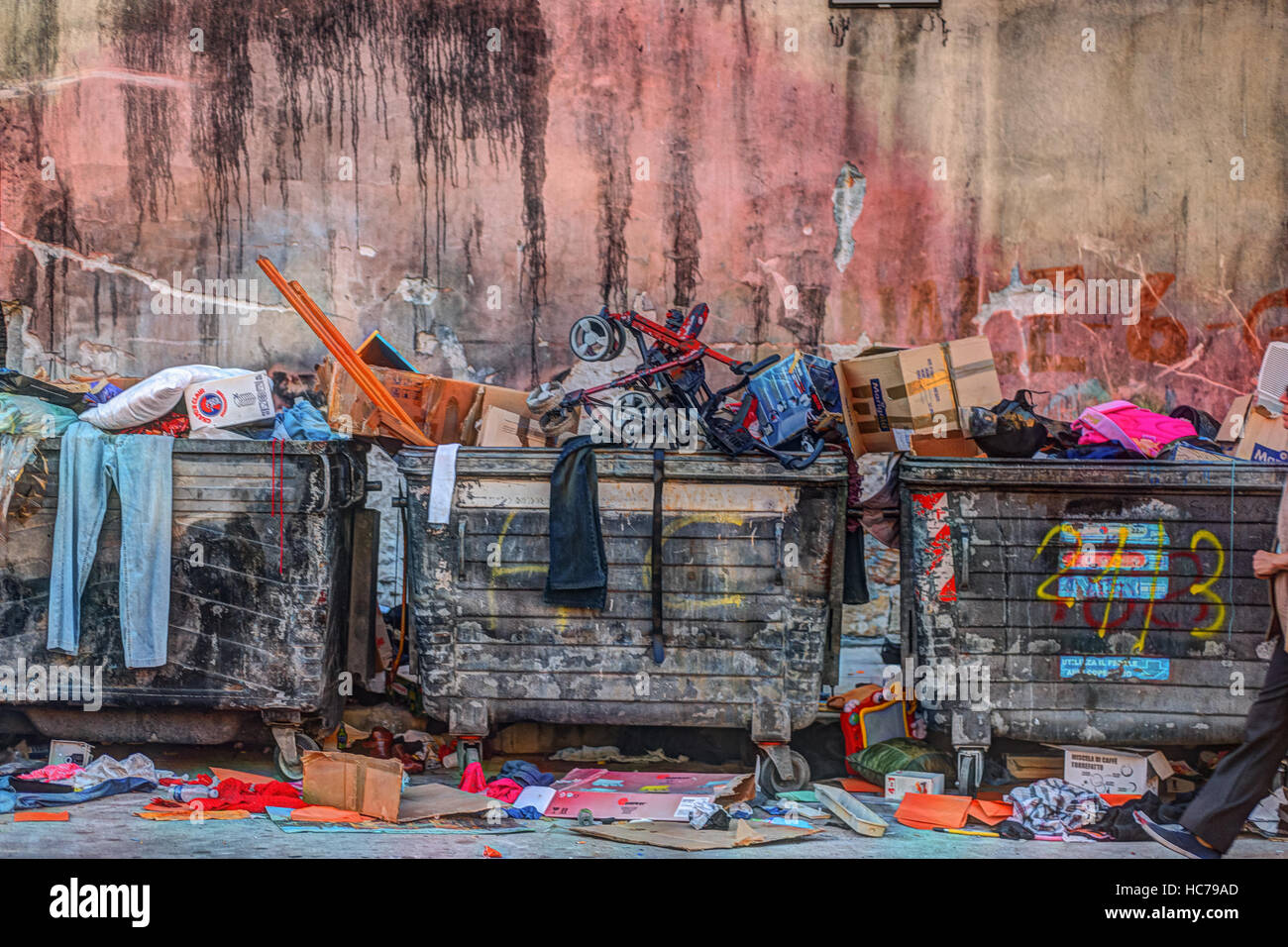 Dumpsters being full with garbage Stock Photo - Alamy