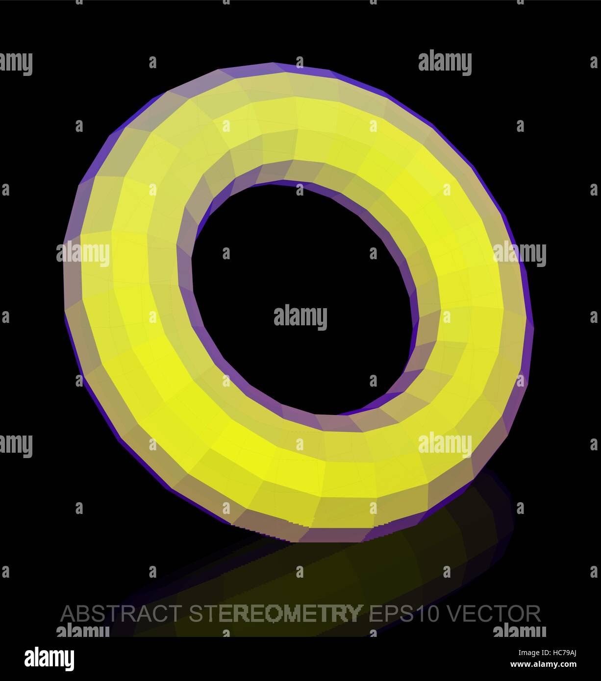 Abstract stereometry: low poly Yellow Torus. 3D polygonal object, EPS ...