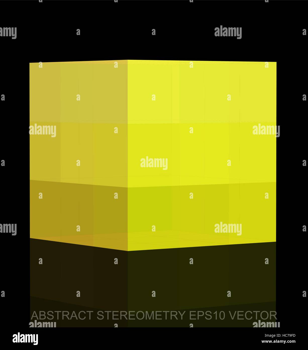 Abstract stereometry: low poly Yellow Cube. 3D polygonal object, EPS 10 ...
