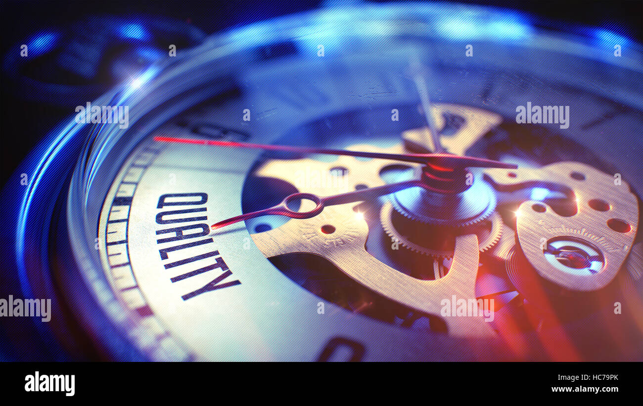 Quality - Wording on Pocket Watch. 3D Stock Photo - Alamy