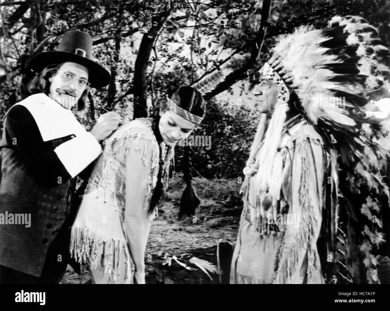 THE STORY OF MANKIND, from left, Groucho Marx, Eden Hartford, (Marx's ...