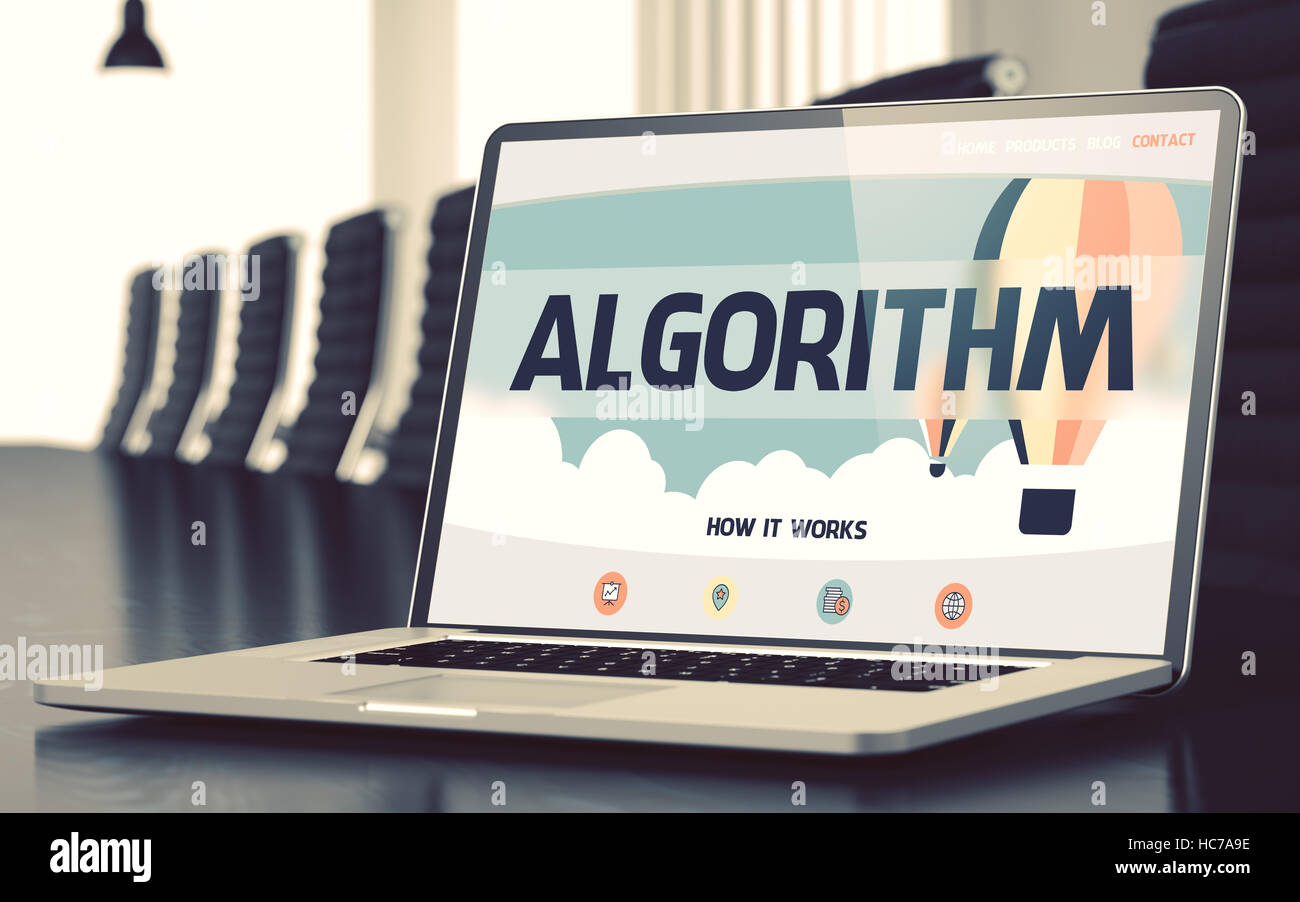 Landing Page of Laptop with Algorithm Concept. 3D Stock Photo - Alamy