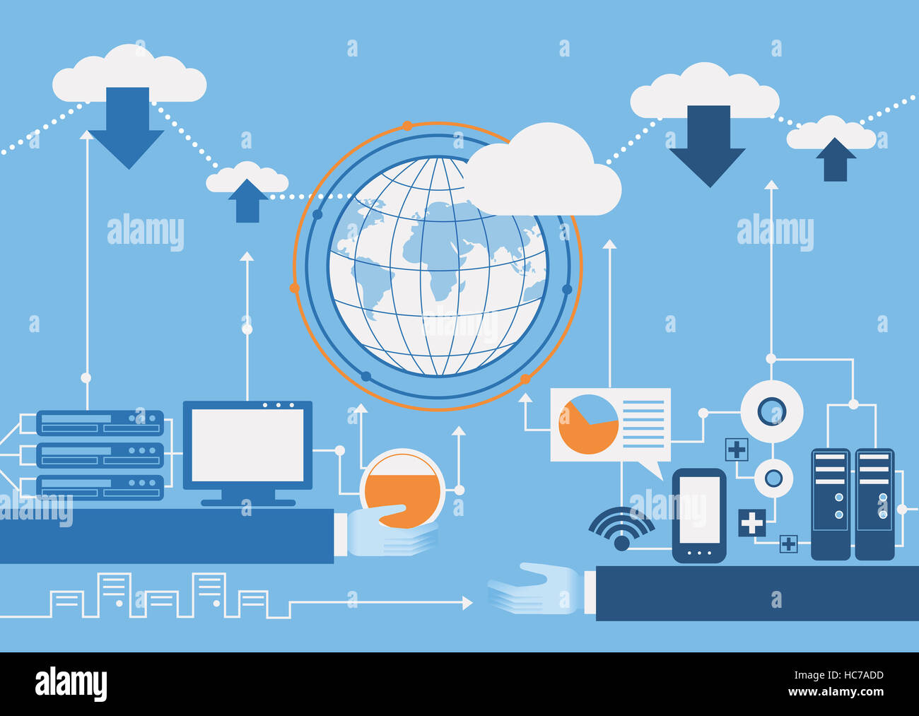 Mobile communication network with Cloud Stock Photo - Alamy