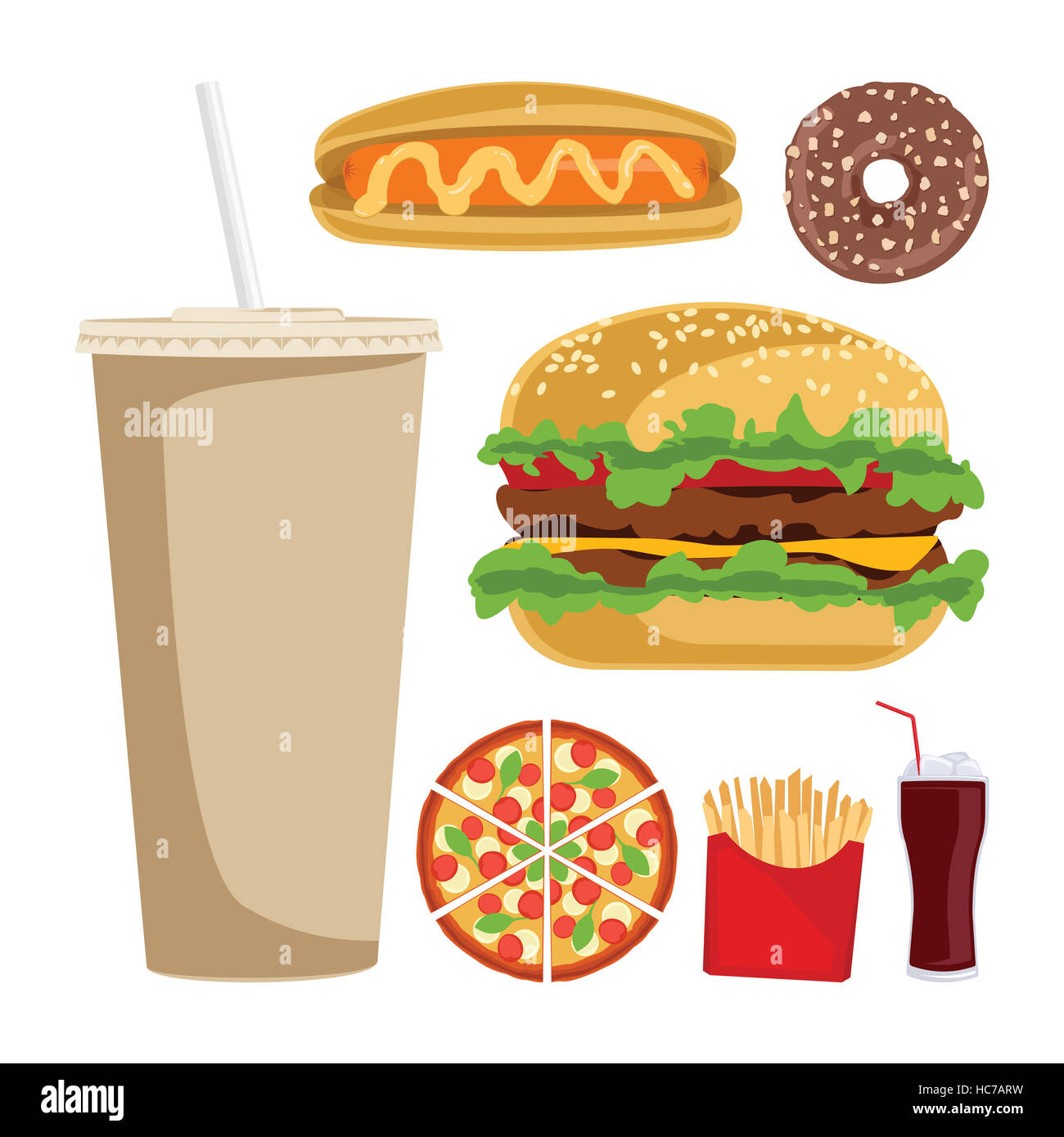 French fries icons set Cut Out Stock Images & Pictures - Alamy