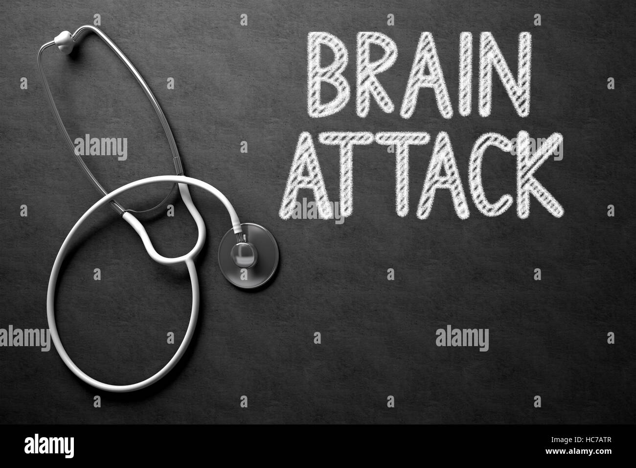 Brain Attack on Chalkboard. 3D Illustration Stock Photo - Alamy