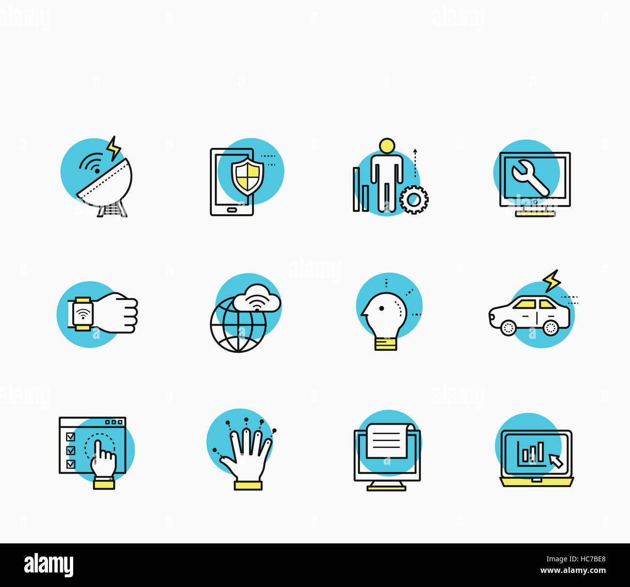 Various icons related to smart era Stock Photo - Alamy