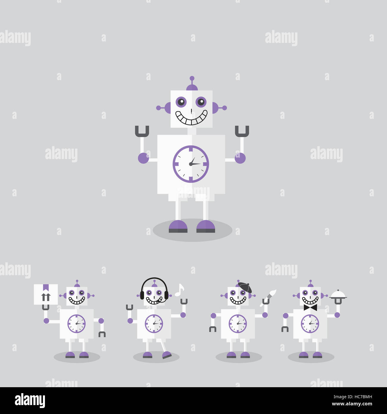 Icon set of various robots Stock Photo - Alamy