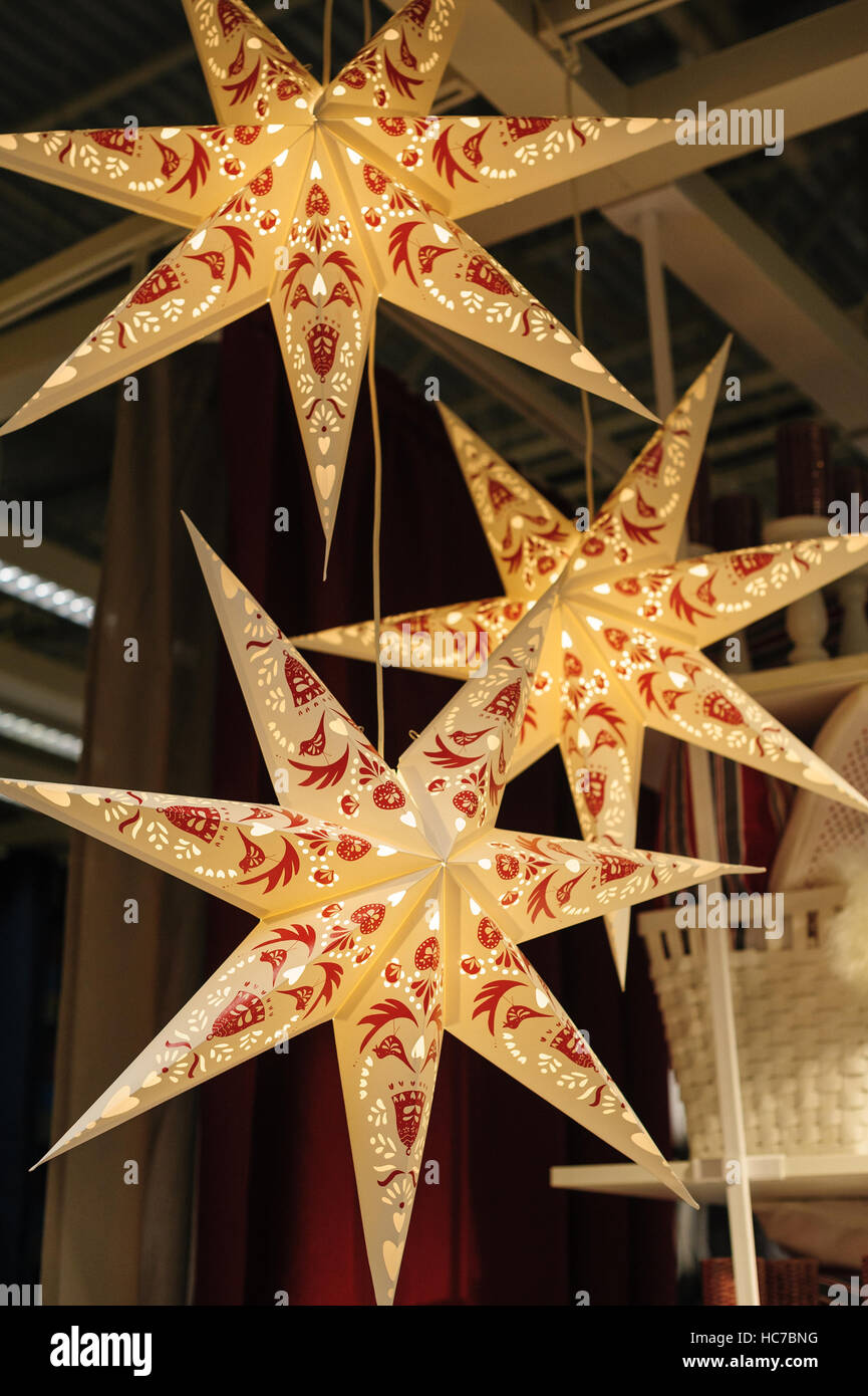 large Christmas star as decor in the House Stock Photo - Alamy