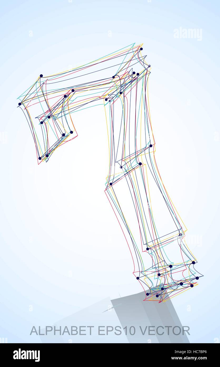 Abstract illustration of a Multicolor sketched 7 with Reflection. Hand ...