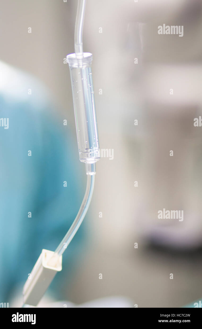 Medical intravenous IV drip in hospital used to replace liquids in ...