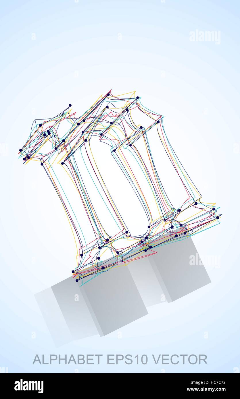 Abstract illustration of a Multicolor sketched N with Reflection. Hand ...