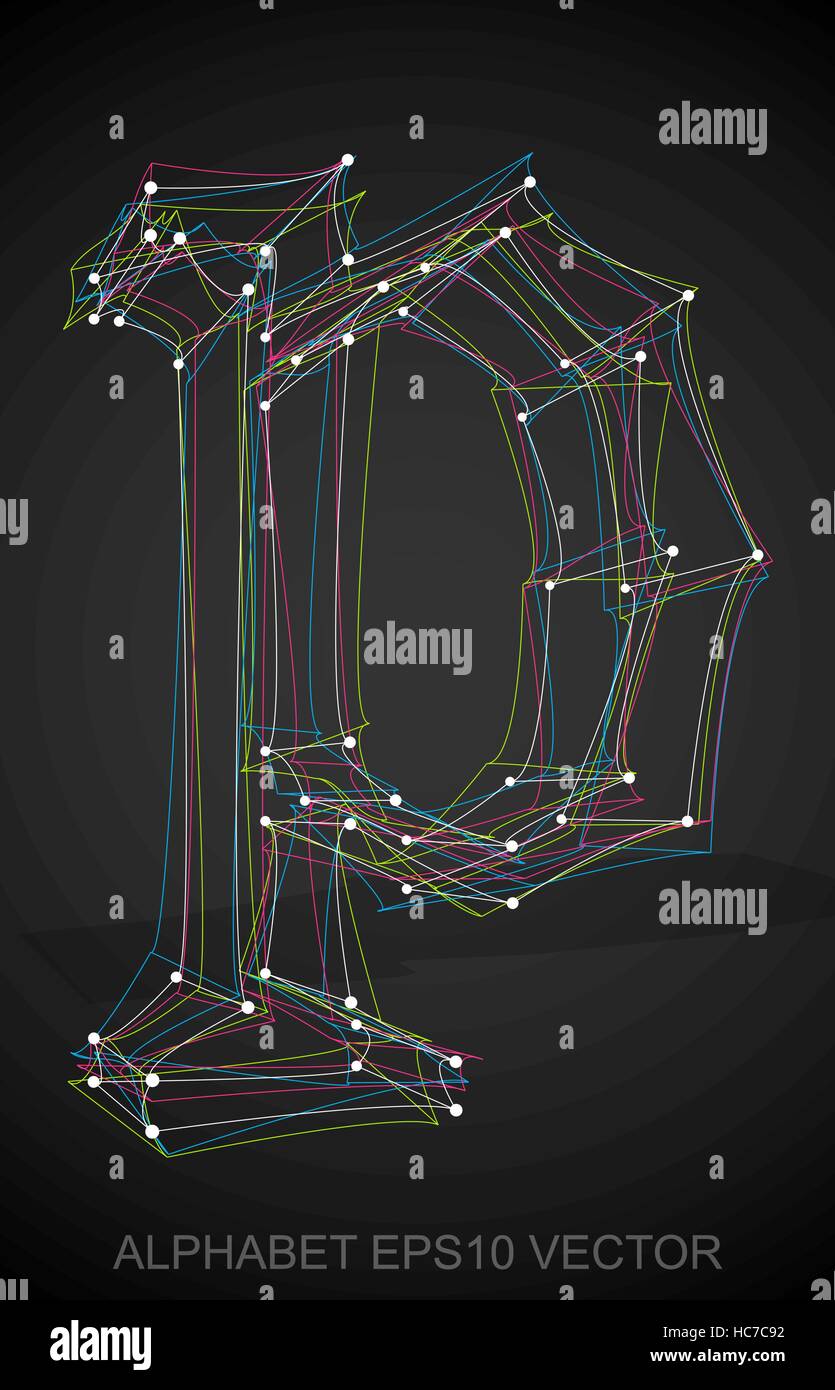 Abstract illustration of a Multicolor sketched P with Transparent ...