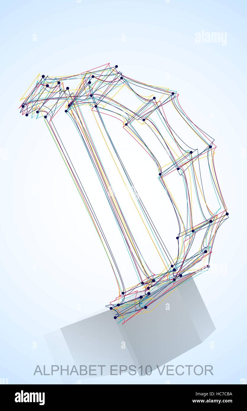 Abstract illustration of a Multicolor sketched D with Reflection. Hand ...