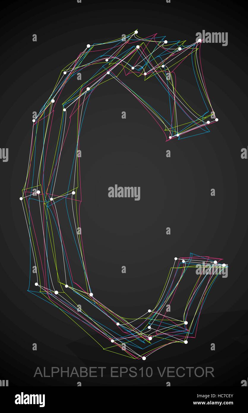 Abstract illustration of a Multicolor sketched C with Transparent ...