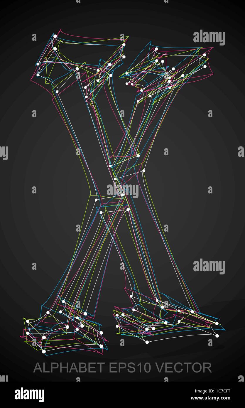 Abstract illustration of a Multicolor sketched X with Transparent ...