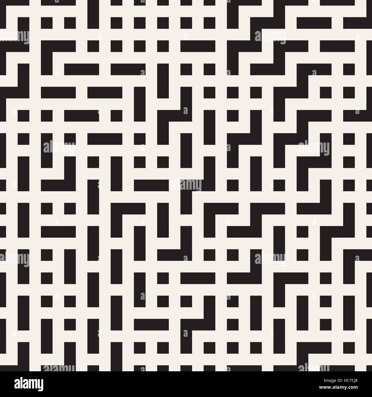 Irregular Maze Lines. Vector Seamless Black and White Pattern Stock ...