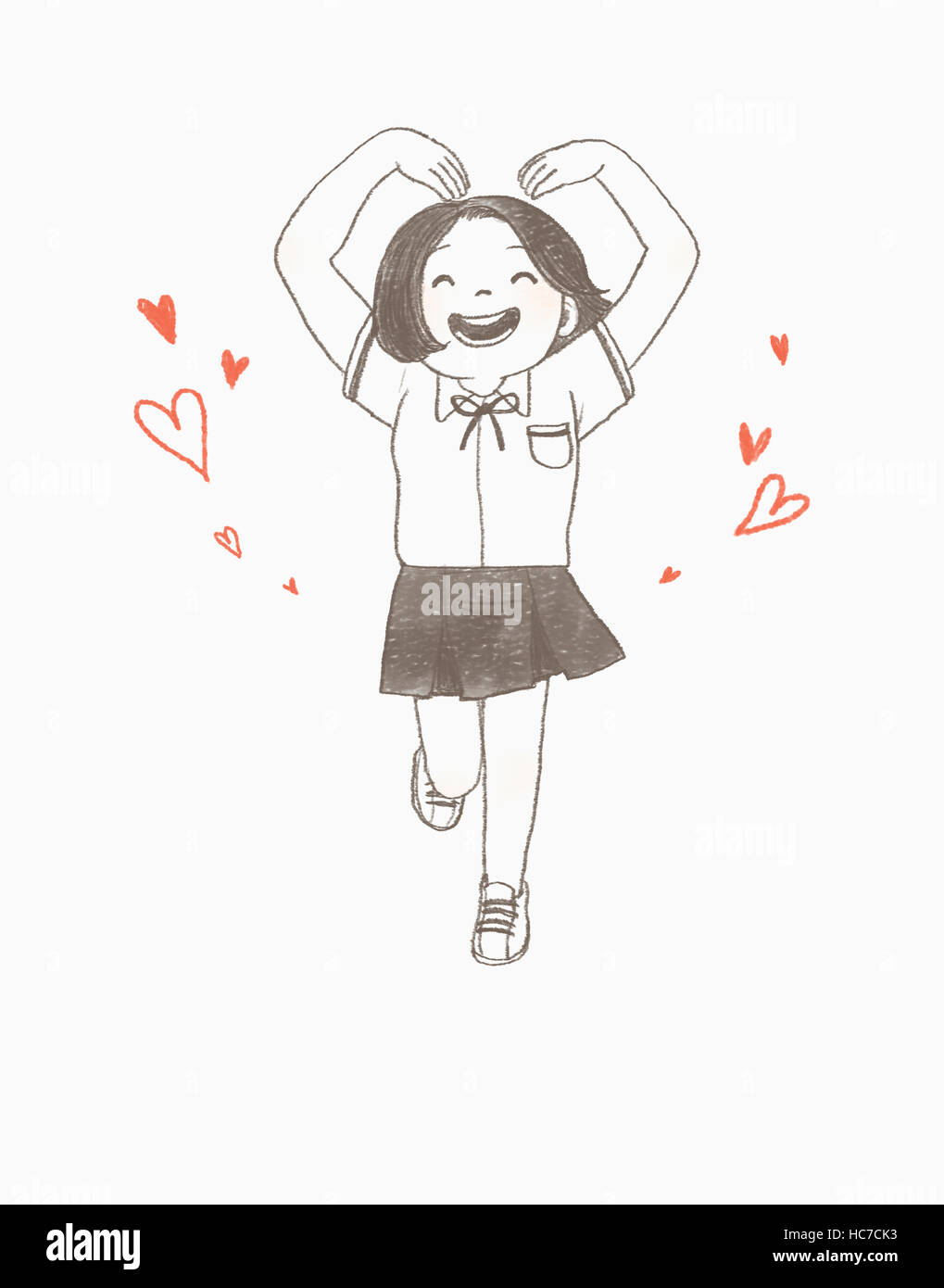 Schoolgirl standing smiling Cut Out Stock Images & Pictures - Alamy