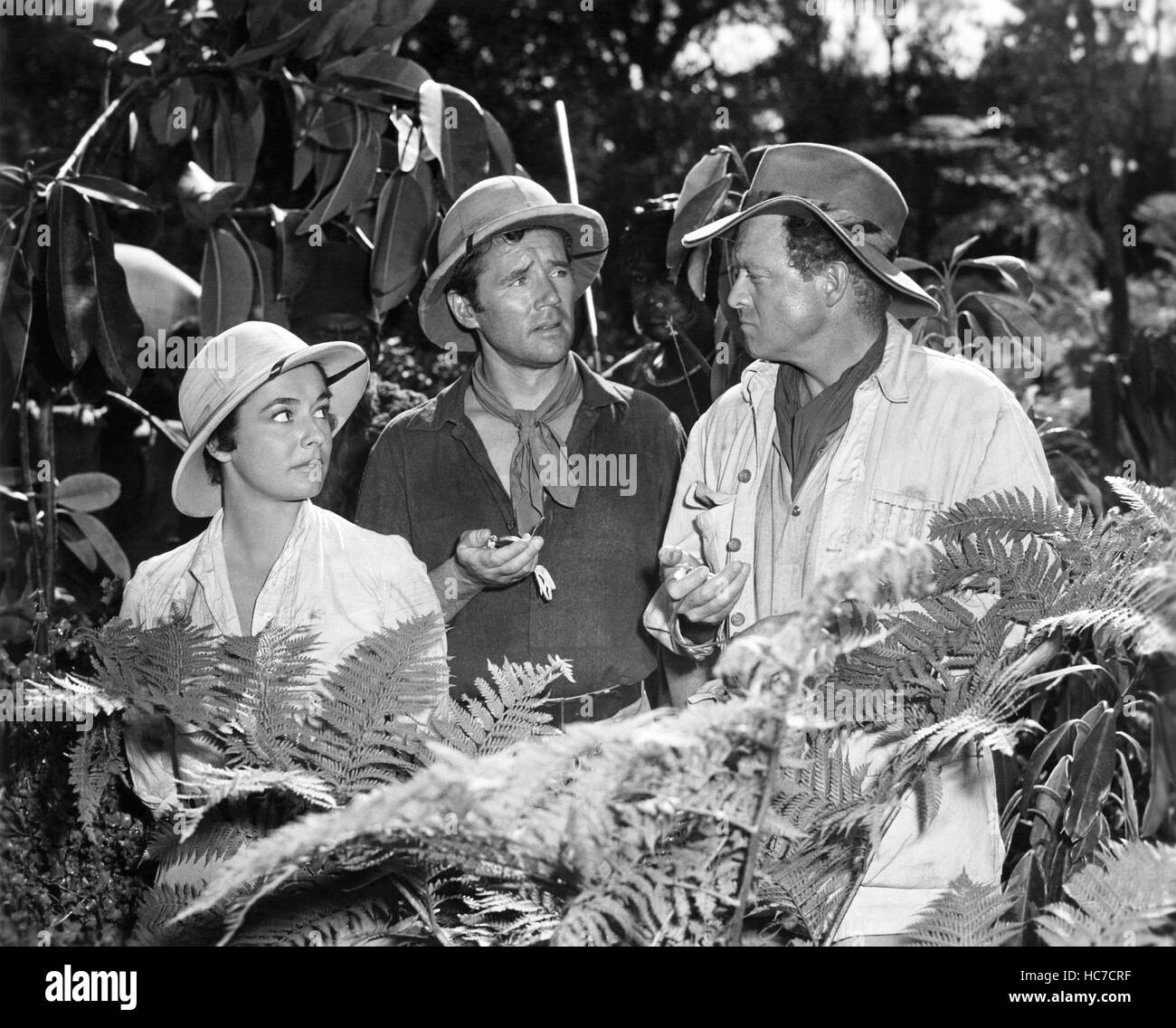 TANGANYIKA, from left: Ruth Roman, Howard Duff, Van Heflin, 1954 Stock ...