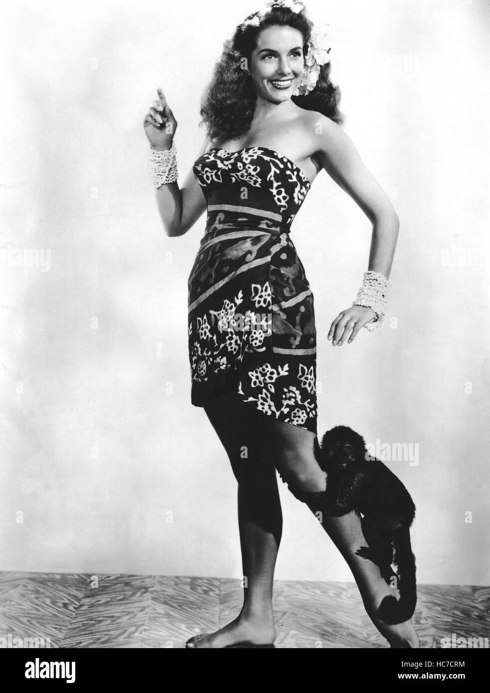 TAHITI NIGHTS, Jinx Falkenburg, with a lovestruck monkey, 1944 Stock ...