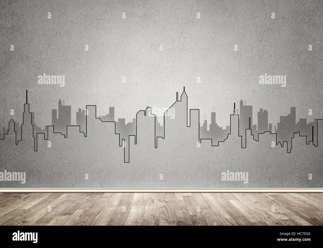 City design on wall Stock Photo - Alamy