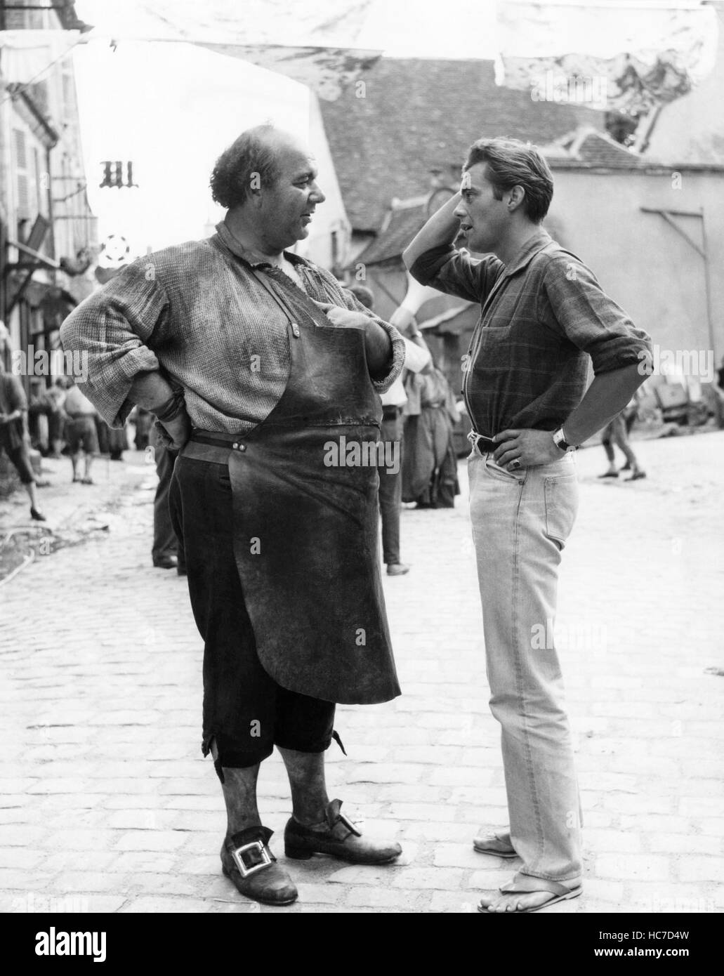 A TALE OF TWO CITIES, Eric Pohlmann, Dirk Bogarde, on location, Bourges ...