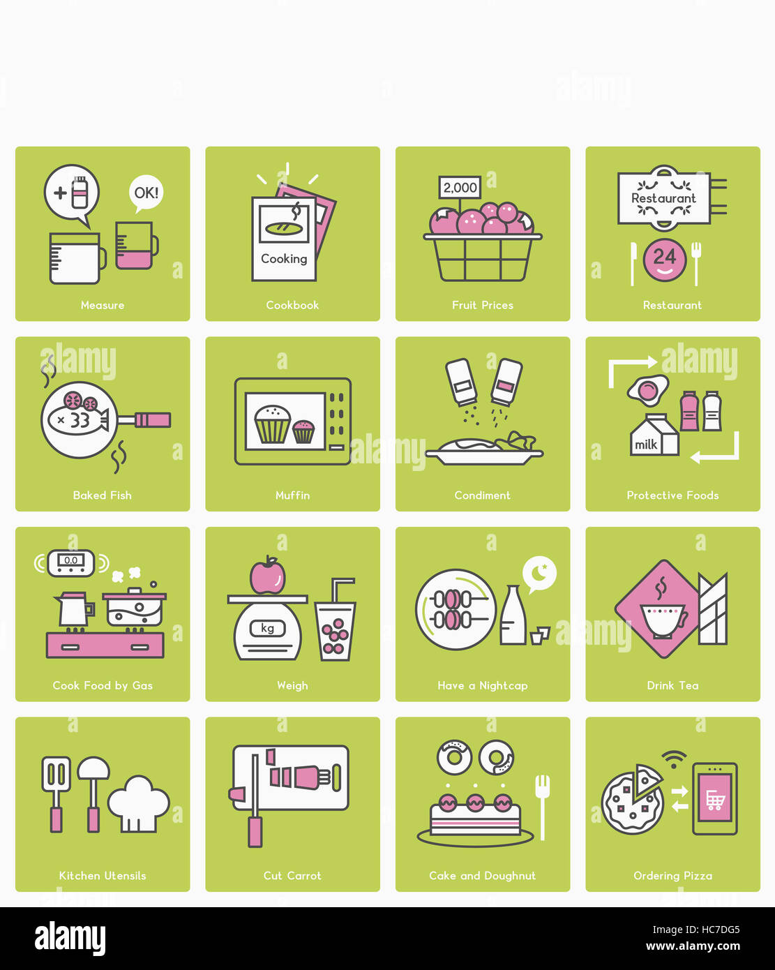 Set of various line icons related to food Stock Photo - Alamy