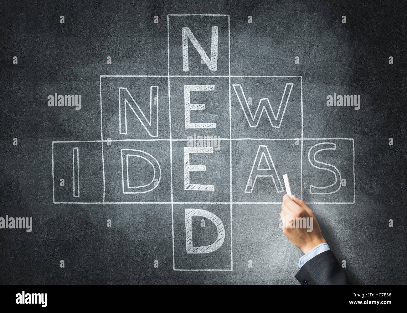 Seminar trainer draw on chalkboard Stock Photo - Alamy