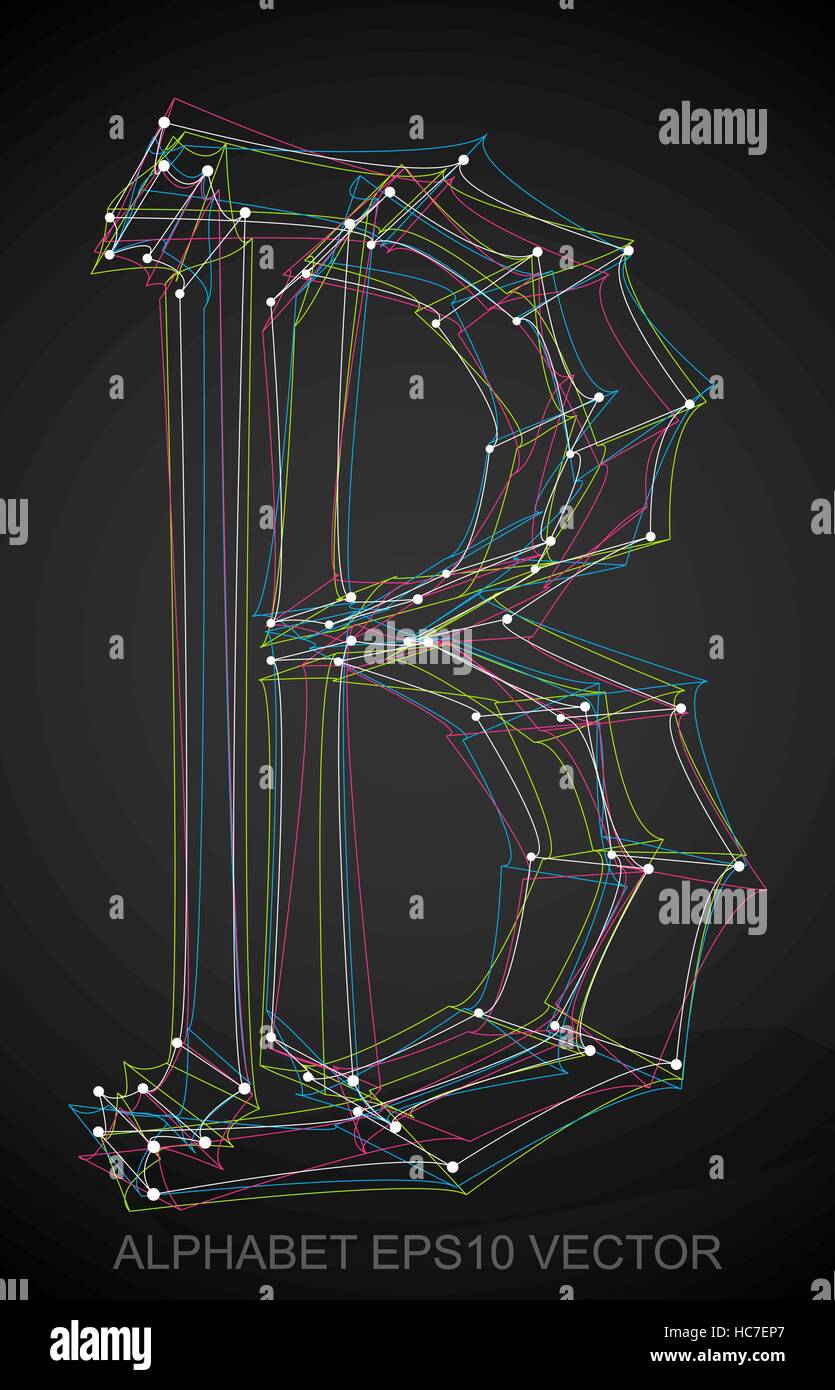 Vector illustration of a Multicolor sketched B. Hand drawn 3D B Stock ...