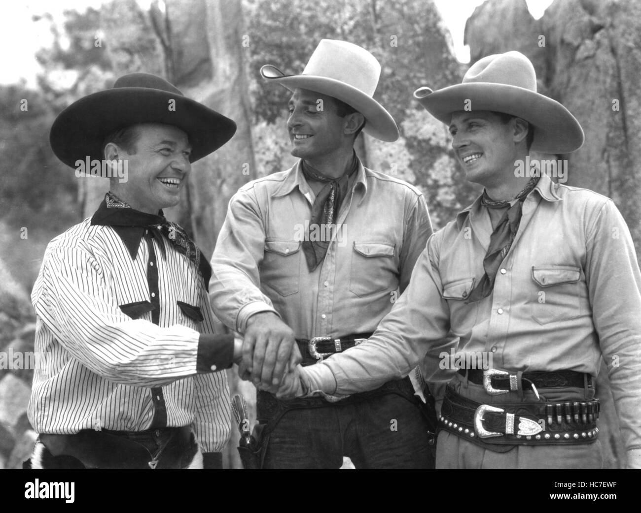 THE THREE MESQUITEERS, Syd Saylor, Ray Corrigan, Robert Livingston ...