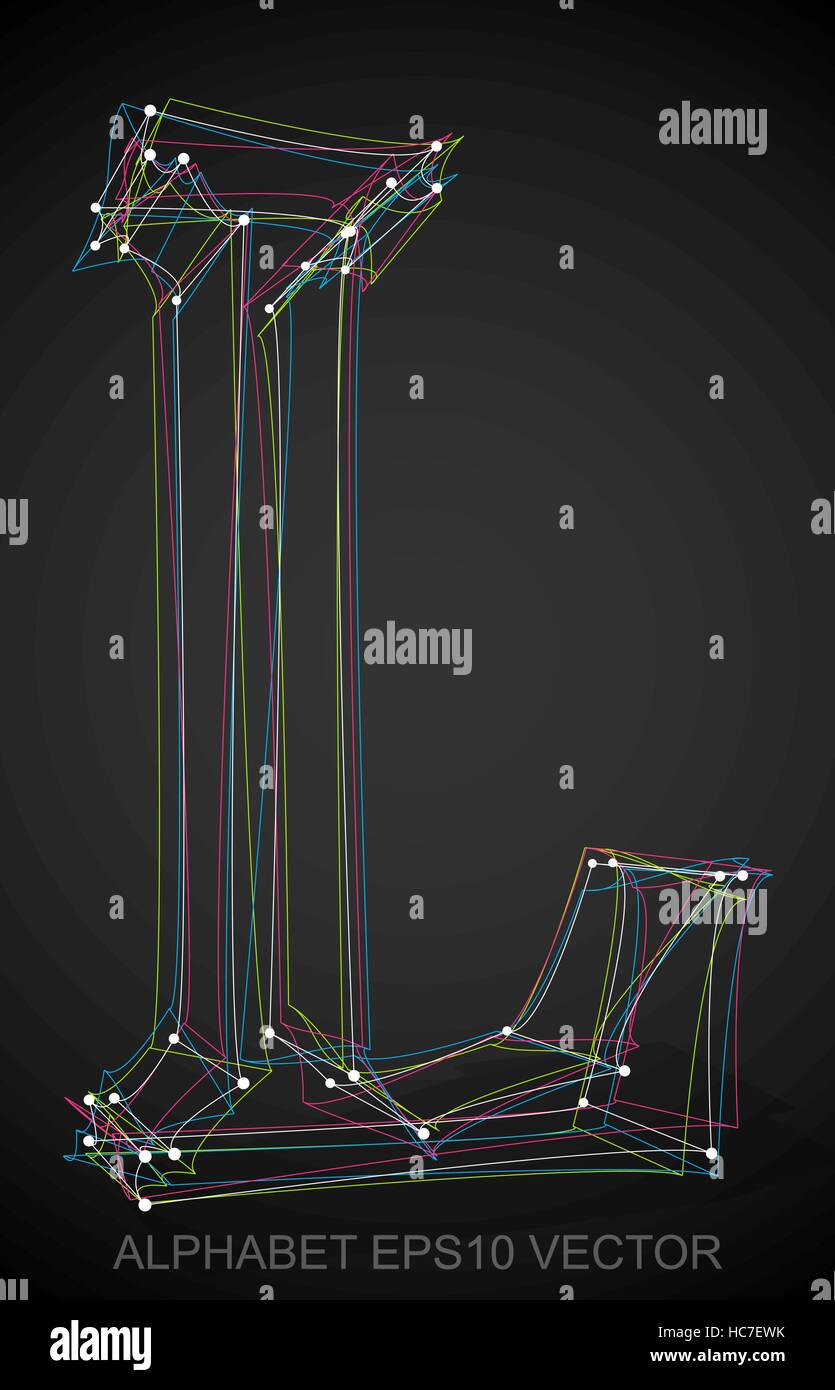 Vector illustration of a Multicolor sketched L. Hand drawn 3D L Stock ...