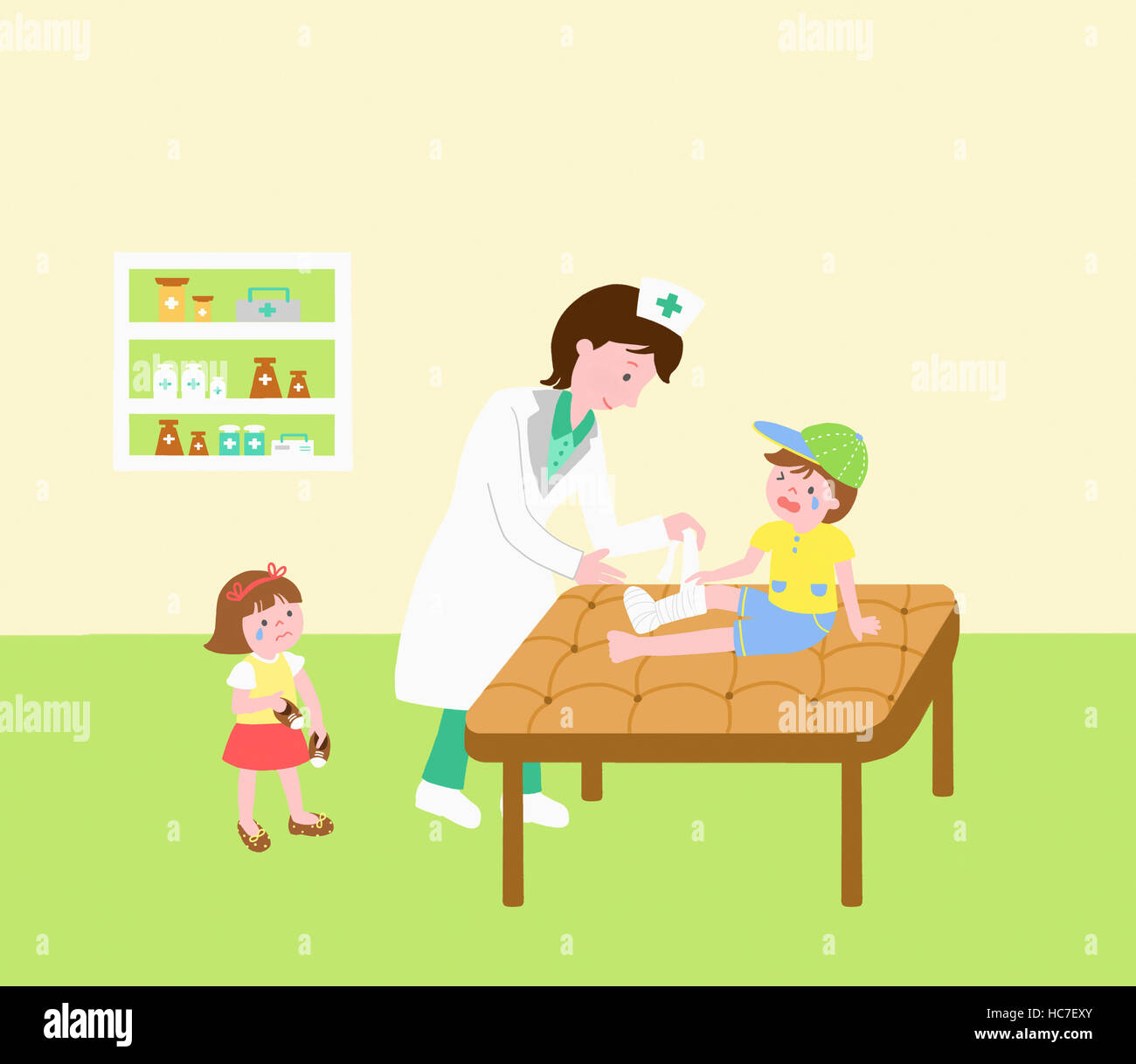 Smiling doctor curing a child Stock Photo - Alamy