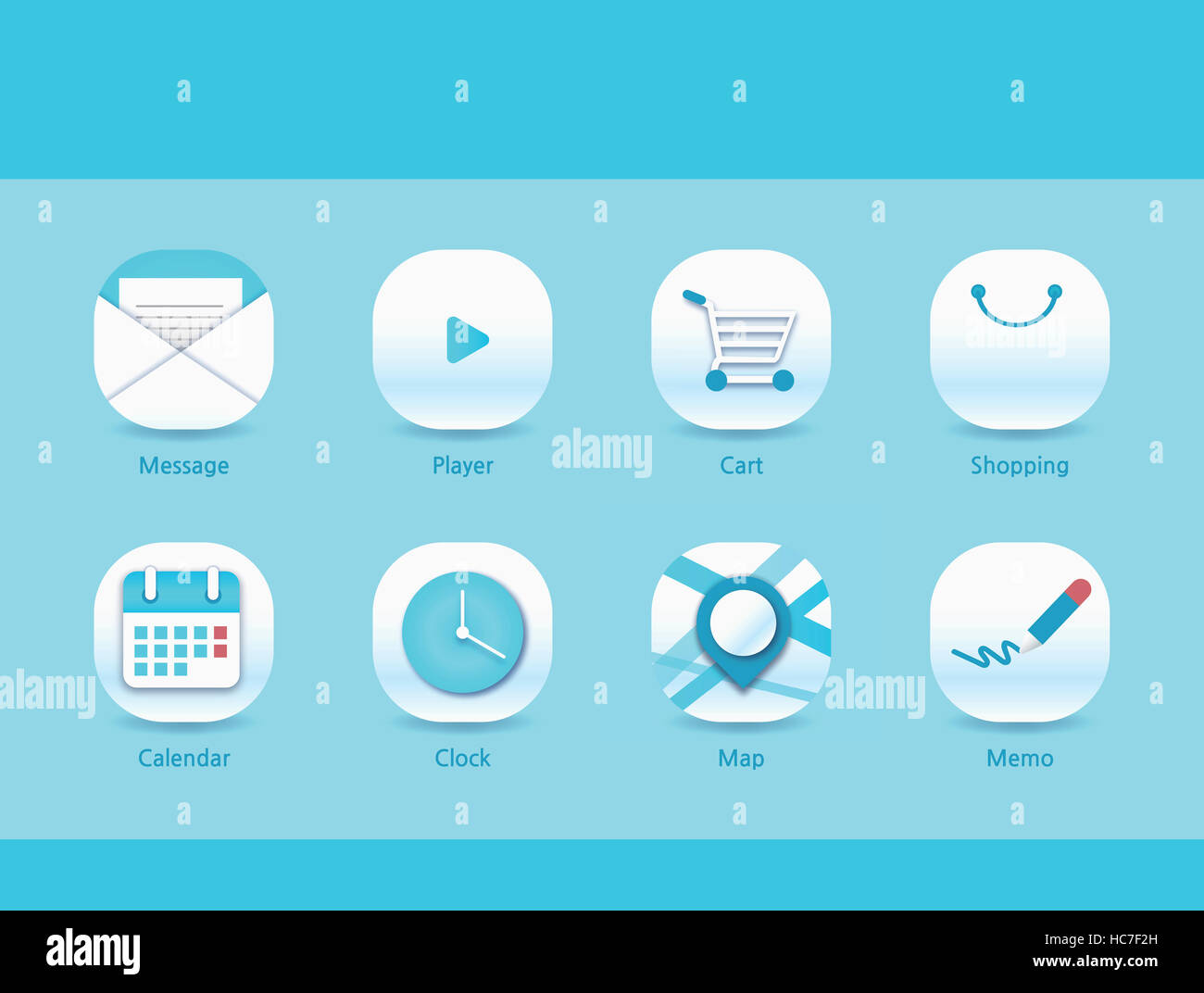 Various application icons in blue Stock Photo - Alamy
