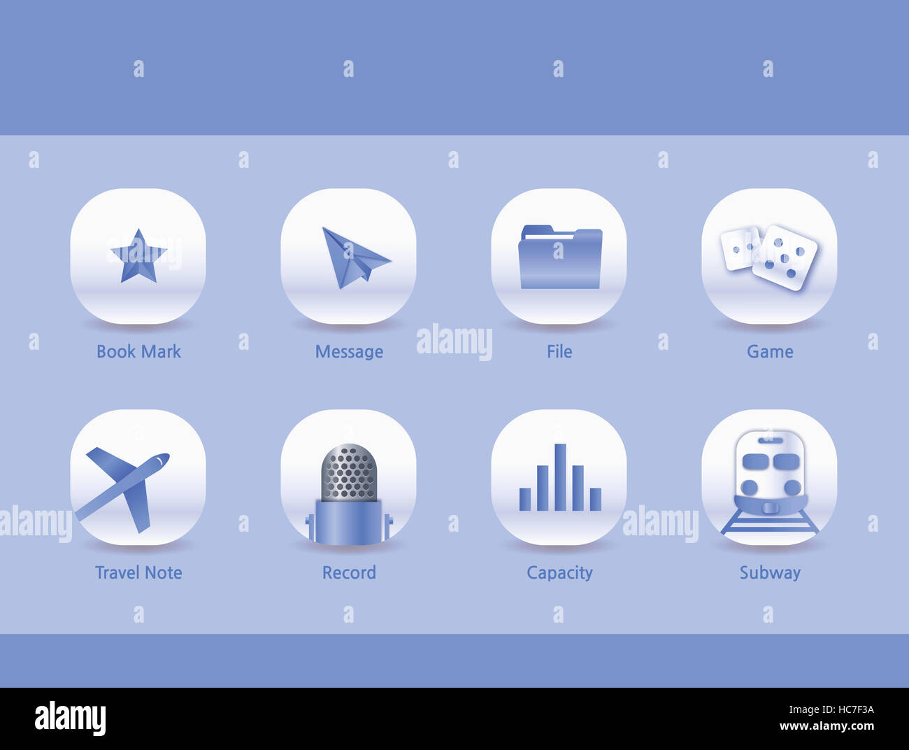 Various application icons in blue Stock Photo - Alamy